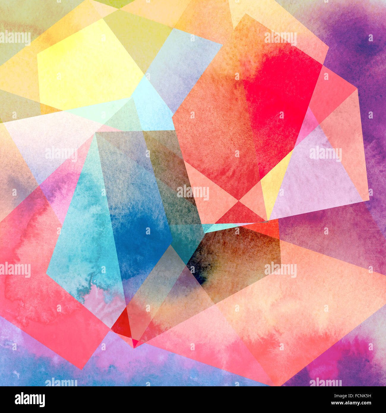 Bright colorful watercolor background with geometric shapes Stock Photo ...