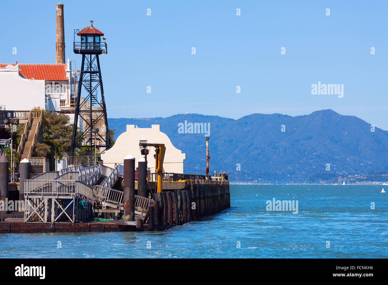 Watchtower and embankment of Alcatraz prison Stock Photo - Alamy