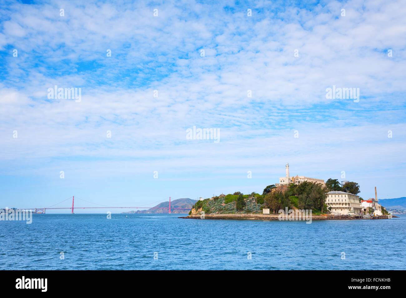 Golden Gate bridge and Alcatraz from SF bay Stock Photo - Alamy