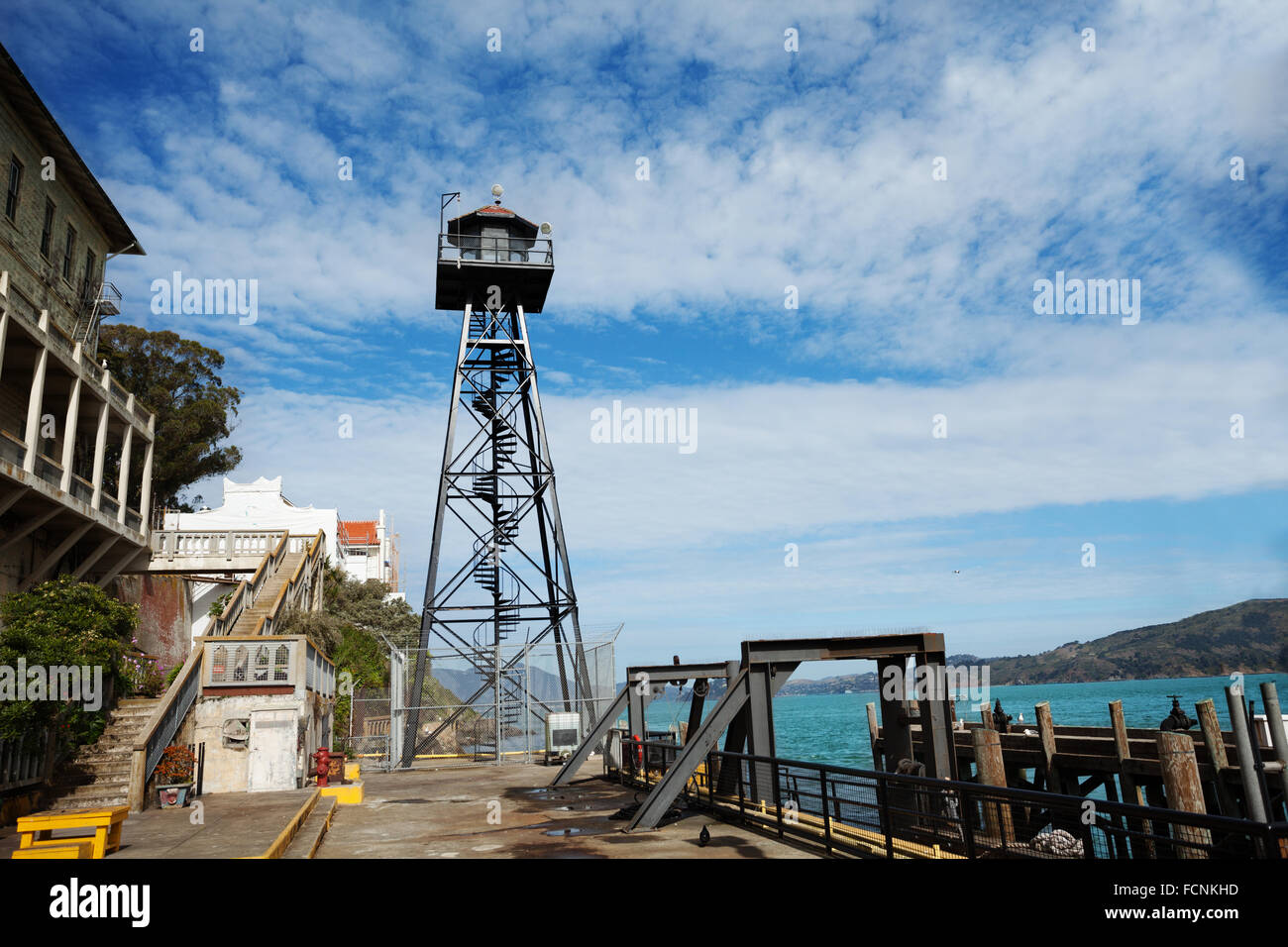 Watch tower in Alcatraz prison Stock Photo - Alamy