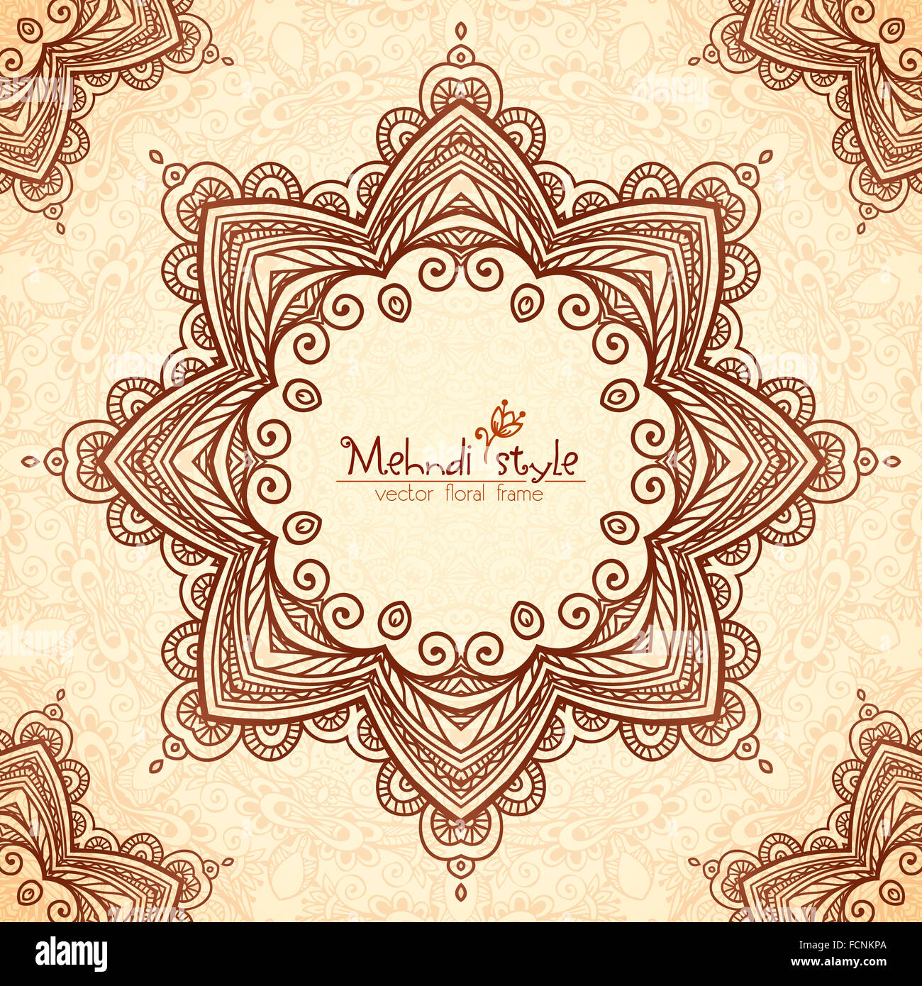Vector decorative star frame in Indian mehndi style Stock Photo - Alamy