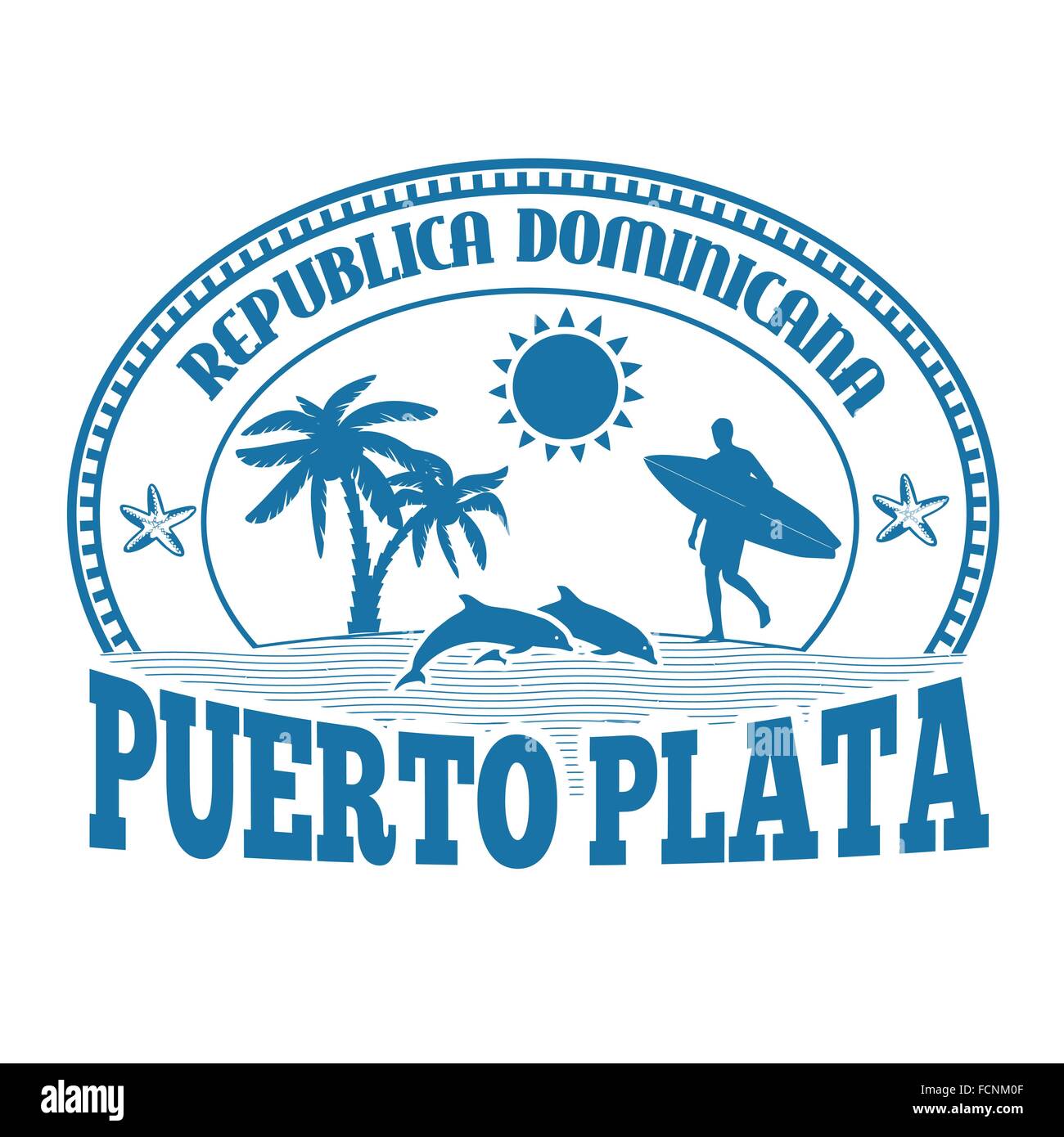 Puerto Plata, Dominican Republic, stamp or label on white background ...