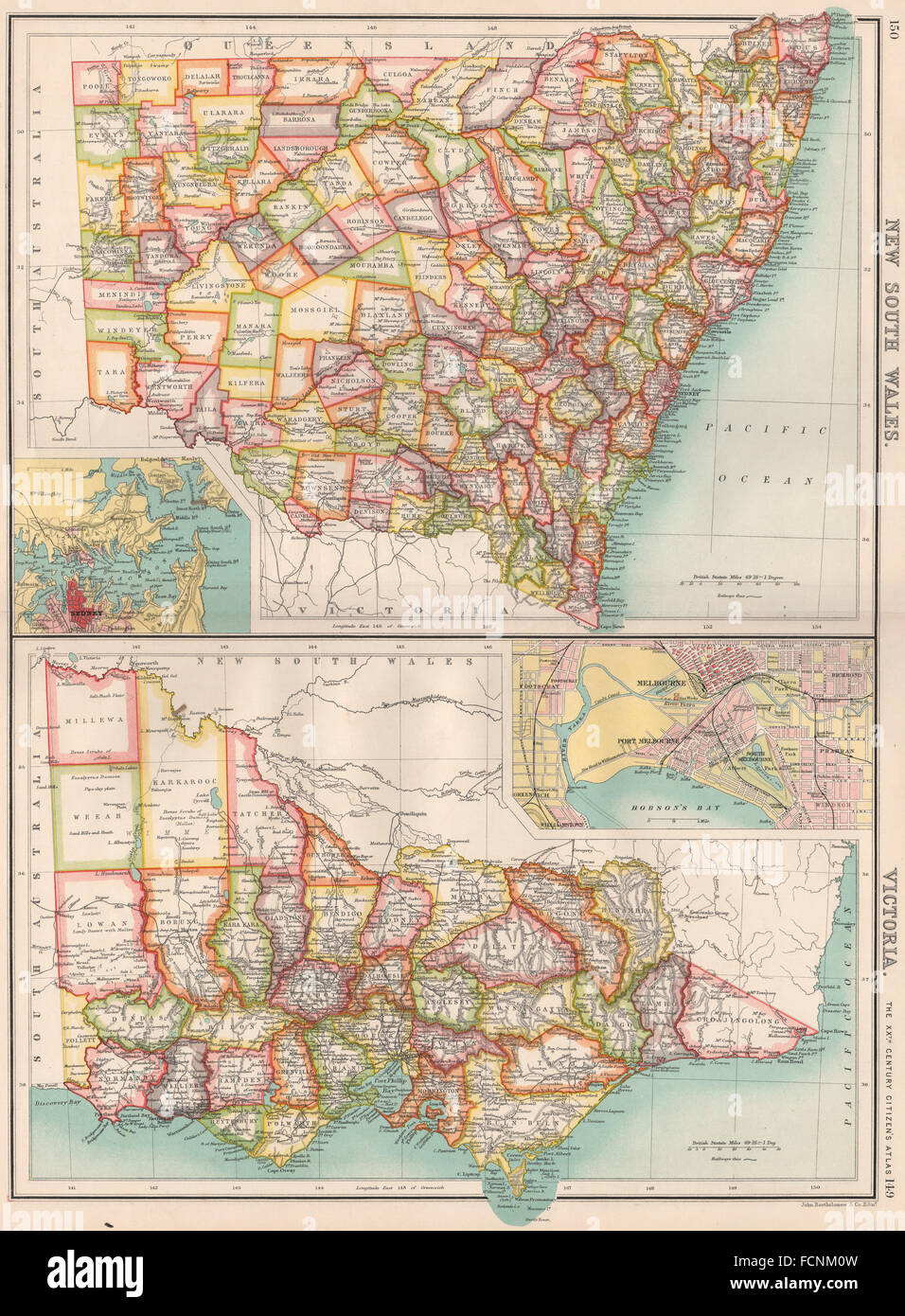 NEW SOUTH WALES & VICTORIA: Counties. Melbourne & Sydney. Australia ...