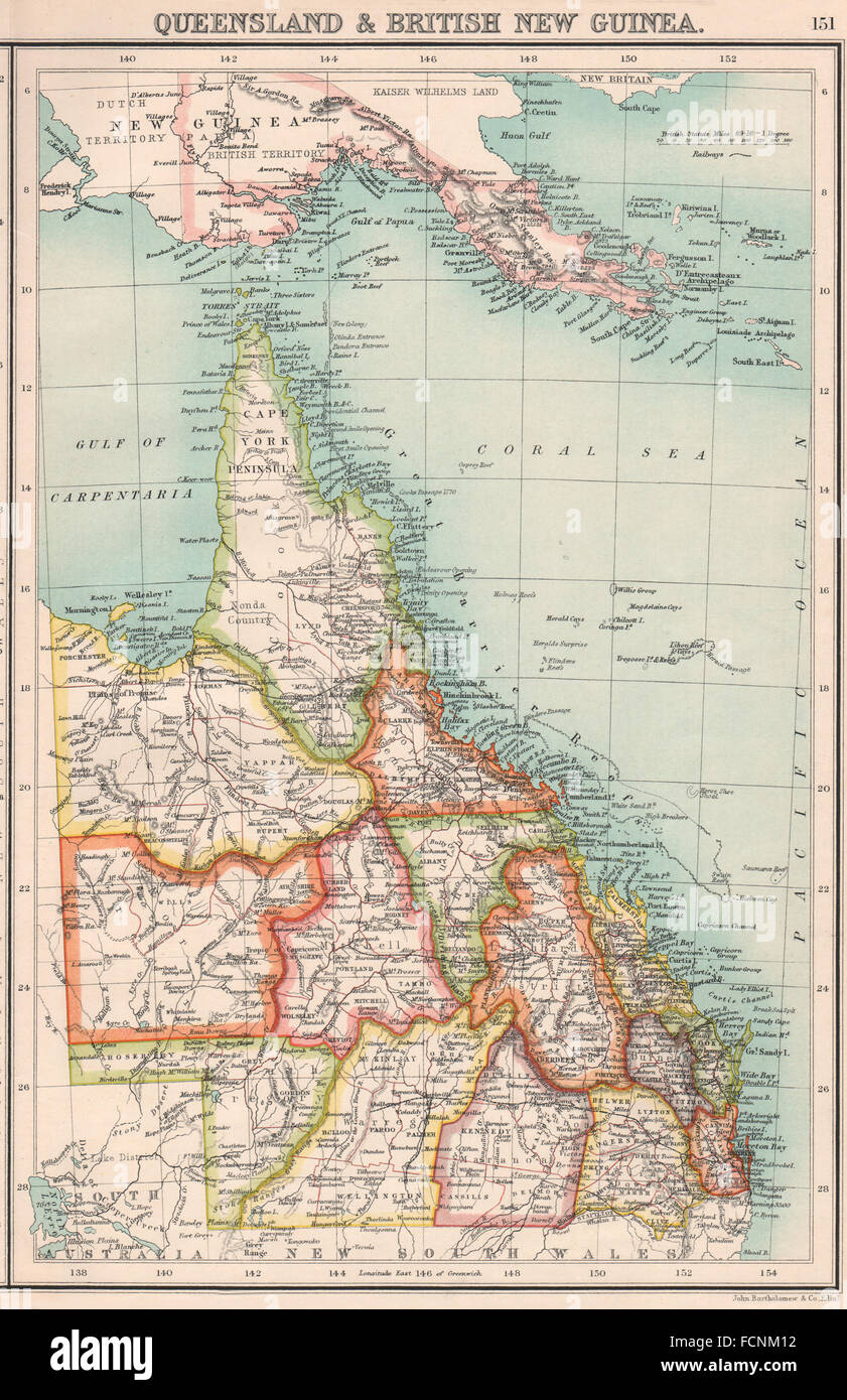 QUEENSLAND & BRITISH NEW GUINEA:Counties.Papua.Australia.BARTHOLOMEW ...