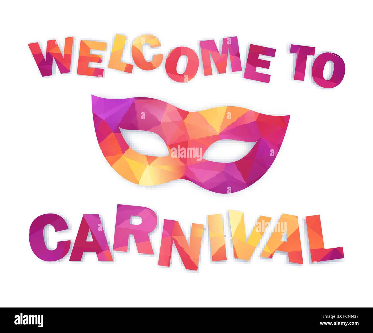 Pink and orange triangles carnival mask with sign Welcome to Carnival ...