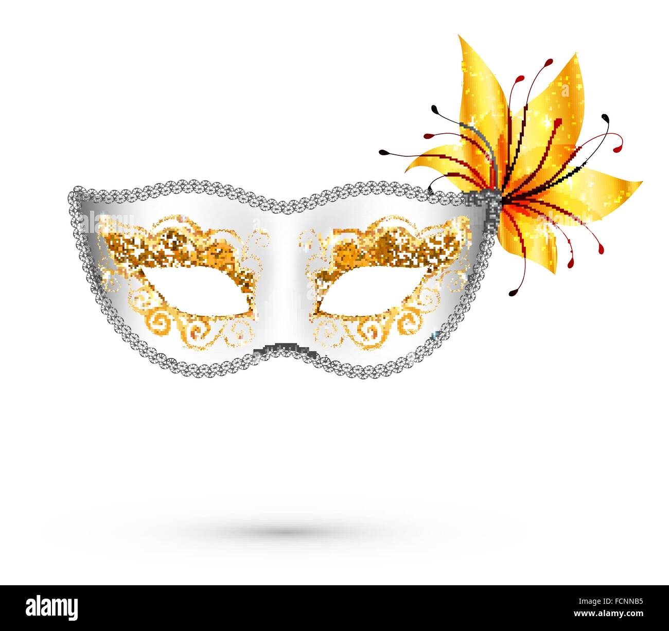 White vector carnival mask with yellow flower Stock Vector Image & Art ...
