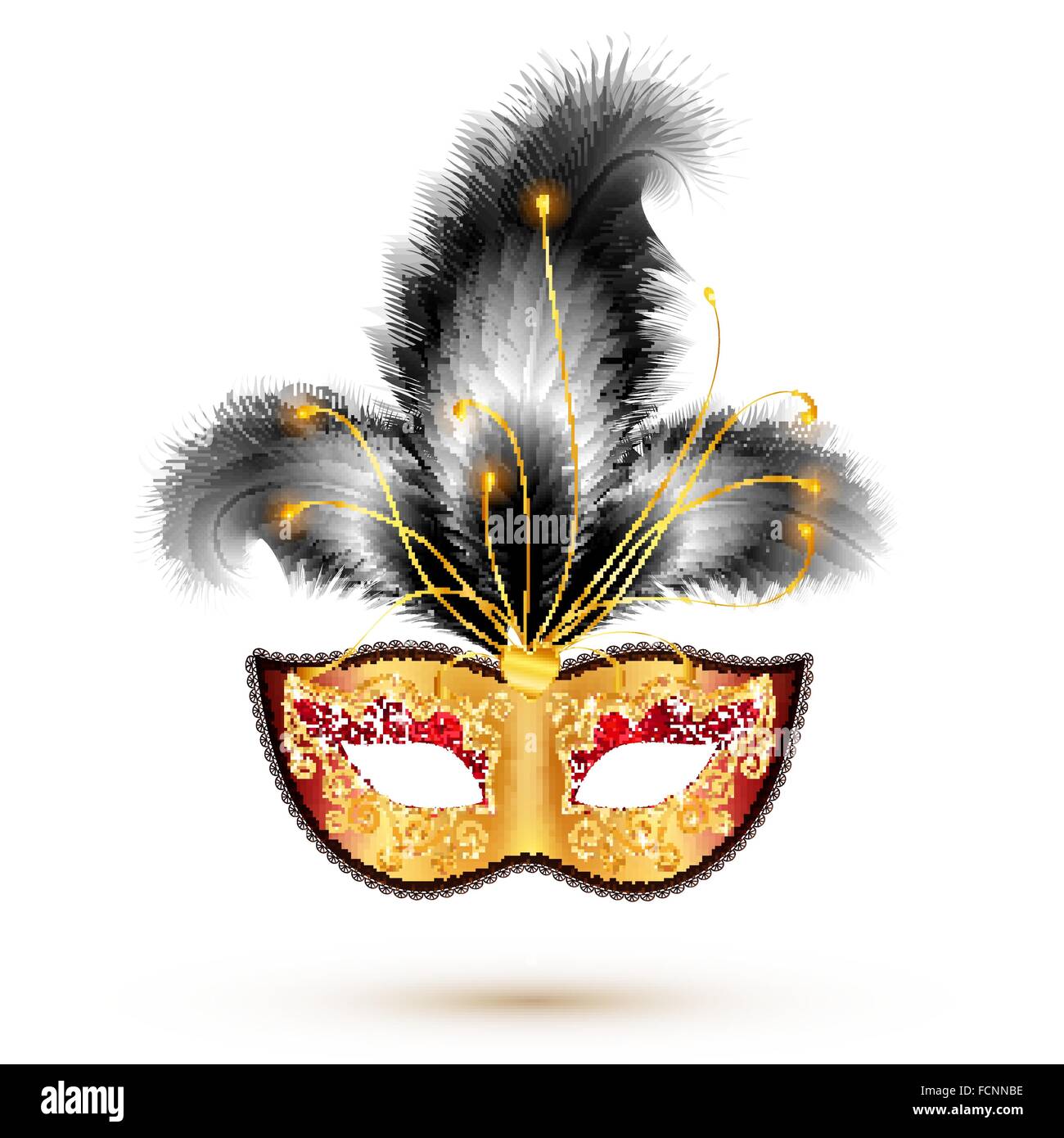 Golden carnival mask with black feathers Stock Vector Image & Art - Alamy