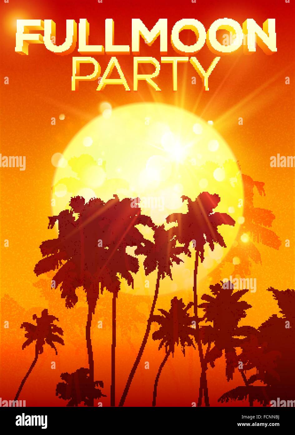 Big orange moon fullmoon party poster background Stock Vector Image ...