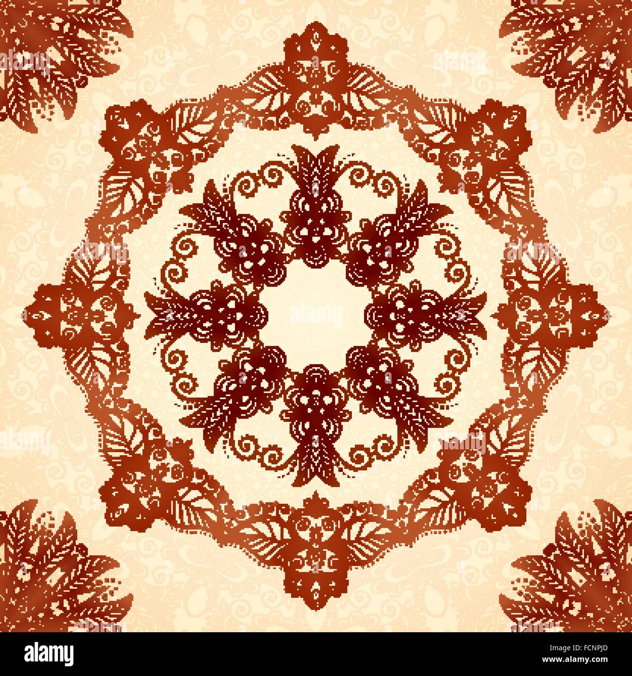 Vintage mandala seamless pattern in Indian mehndi style Stock Vector ...