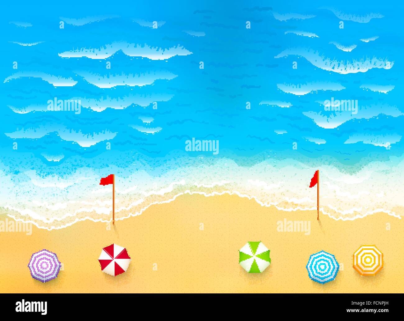 Beautiful beach with waves, rip current illustration Stock Vector Image ...