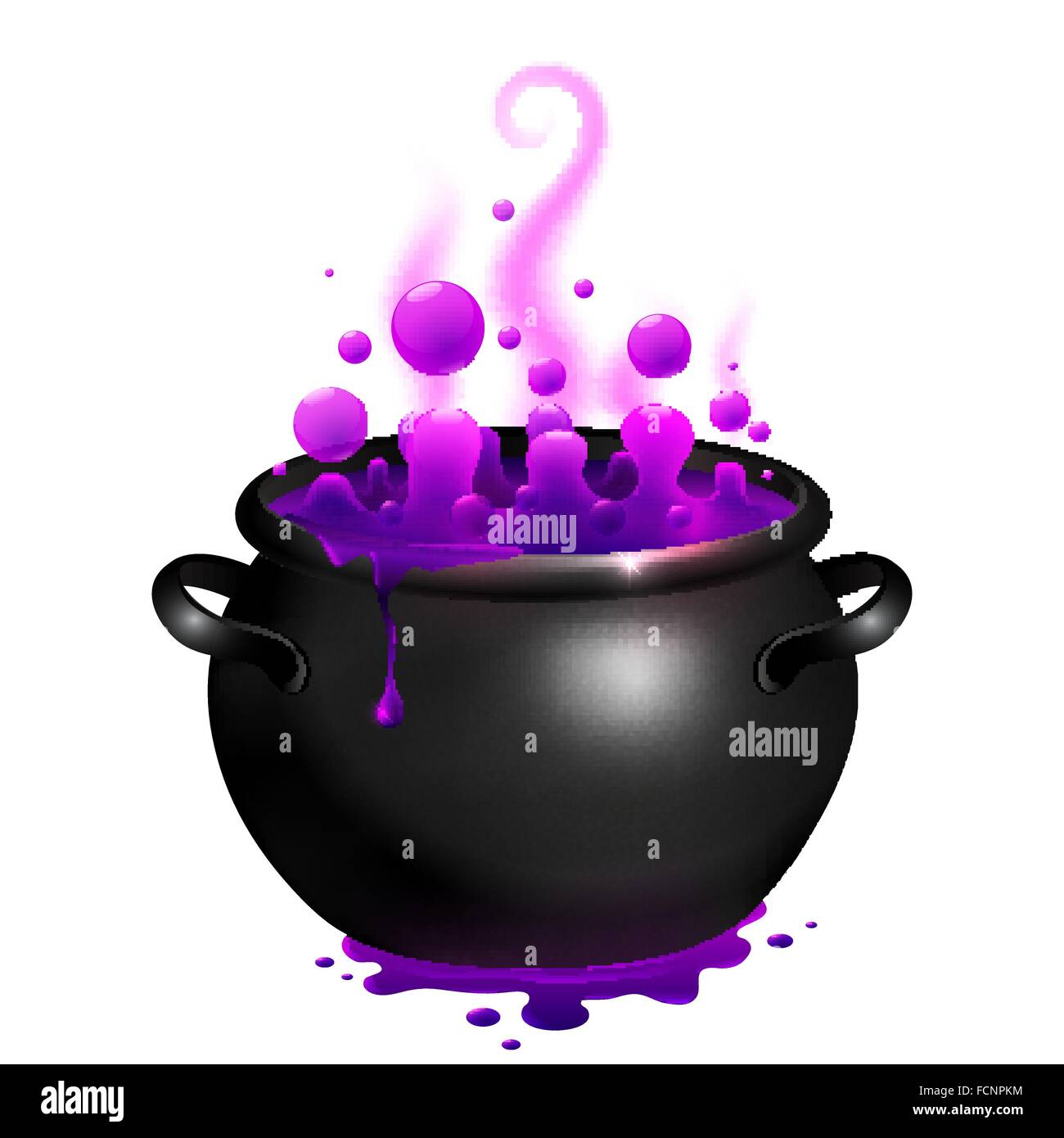 Black vector cauldron with purple witches magic potion Stock Vector ...