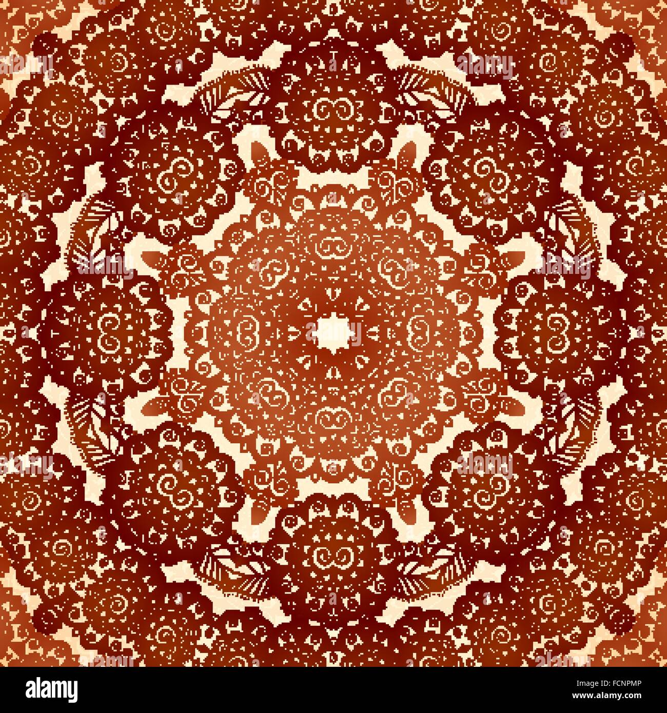 Vintage round seamless pattern in Indian mehndi style Stock Vector ...