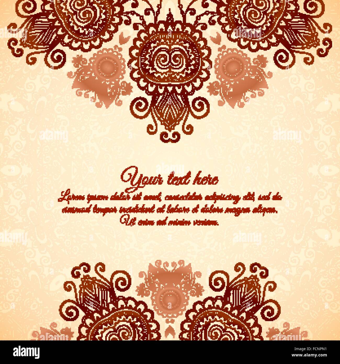 Vintage floral background in Indian mehndi style Stock Vector Image ...