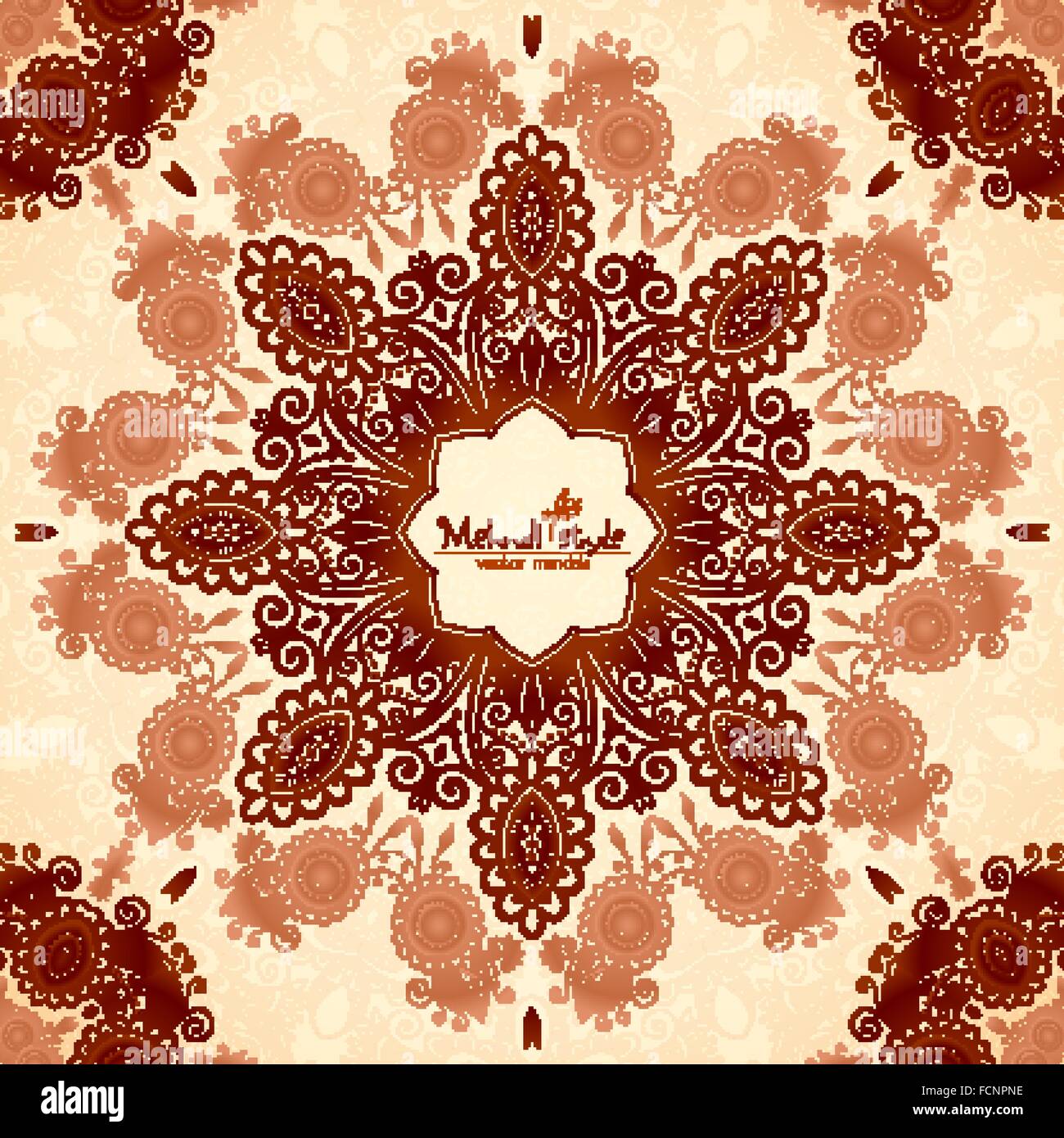 Vintage round seamless pattern in Indian mehndi style Stock Vector ...