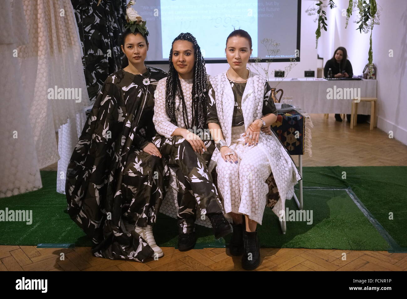 London, UK. 23rd January, 2016. Model Nastya Mikheeva, Taslima Khan and her model at Taslima K ...