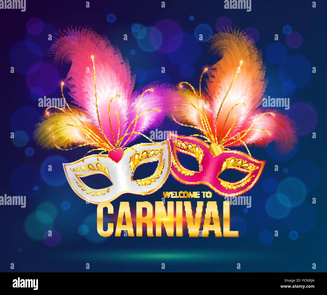 Bright carnival masks on dark blue background Stock Vector Image & Art ...