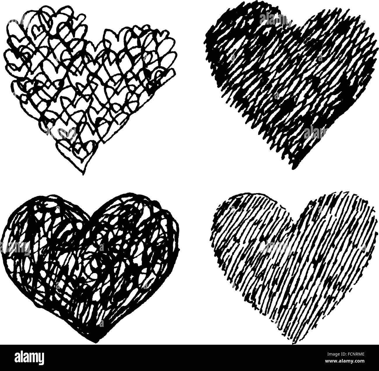 Sketched hearts Stock Vector Images - Alamy