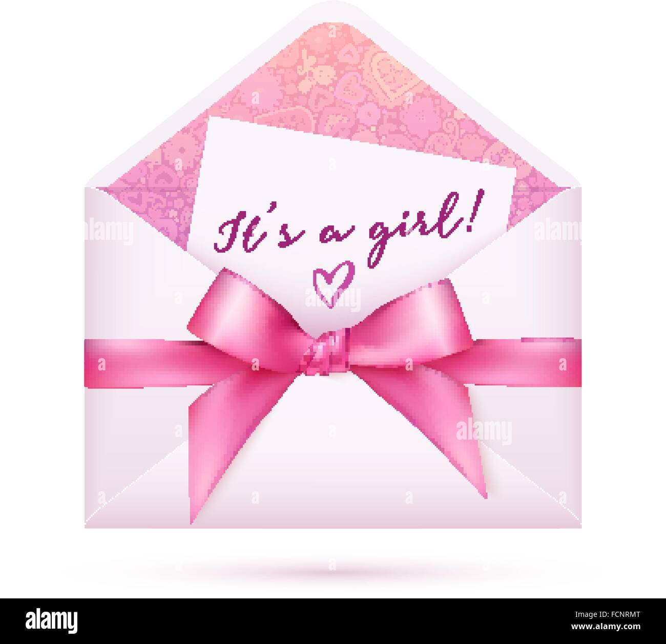 Pink baby shower vector envelop with bow Stock Vector Image & Art - Alamy