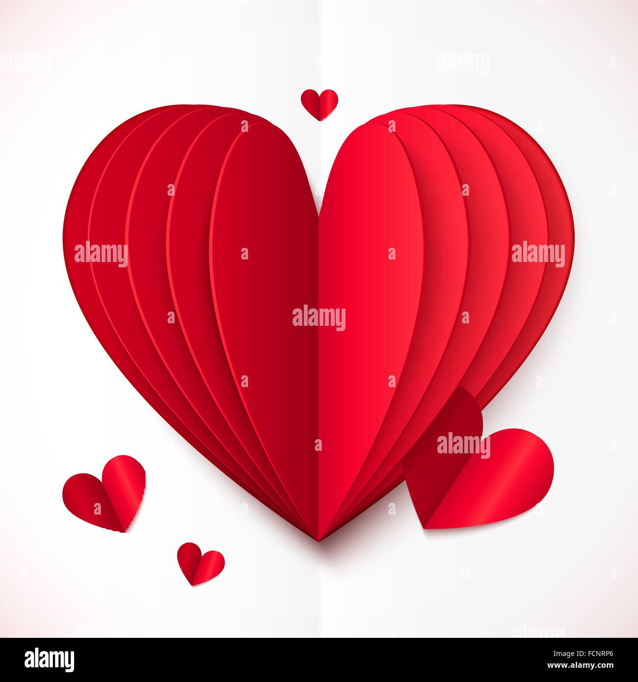 Red and white folded paper vector heart Stock Vector Image & Art - Alamy