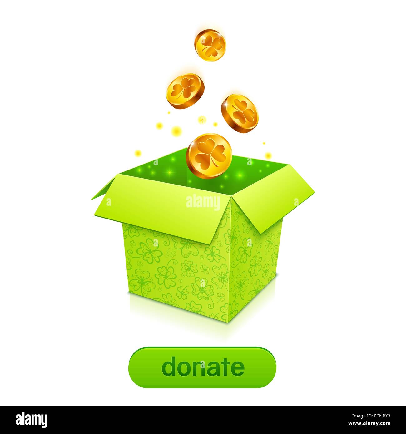 Green donation box with golden fallen coins Stock Vector Image & Art ...