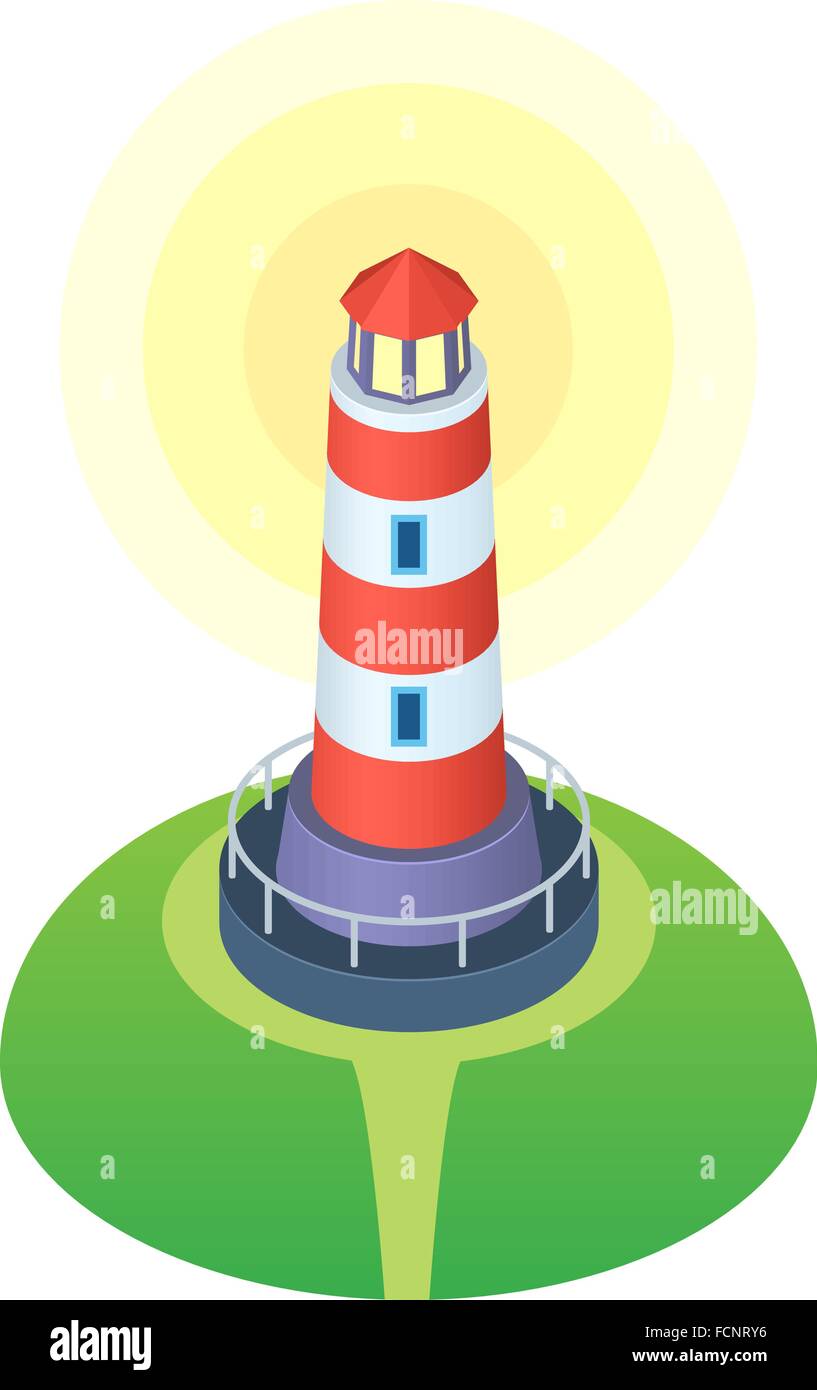 Red and white striped cartoon style lighthouse Stock Vector Image & Art ...
