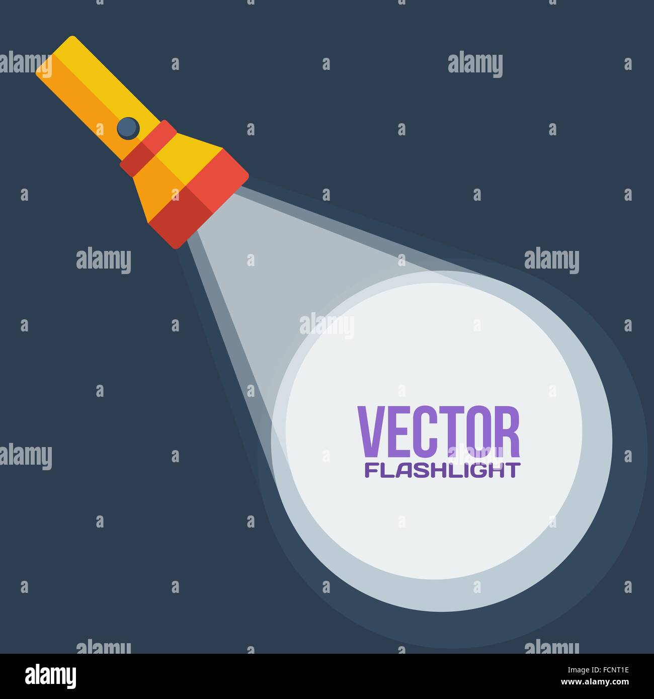 Yellow flashlight in flat style on dark background Stock Vector Image ...