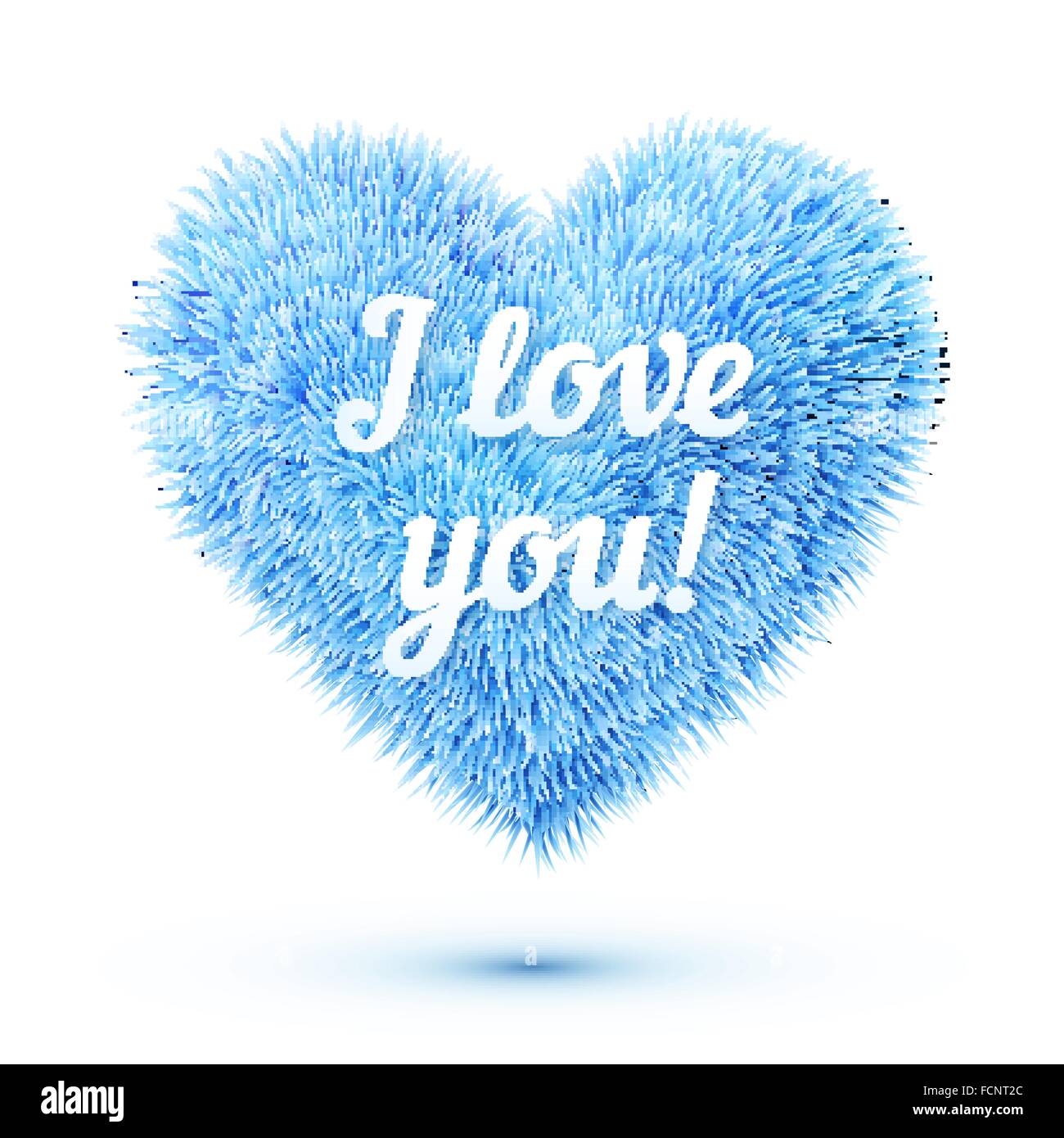 Blue fluffy heart with I love you sign Stock Vector Image & Art - Alamy
