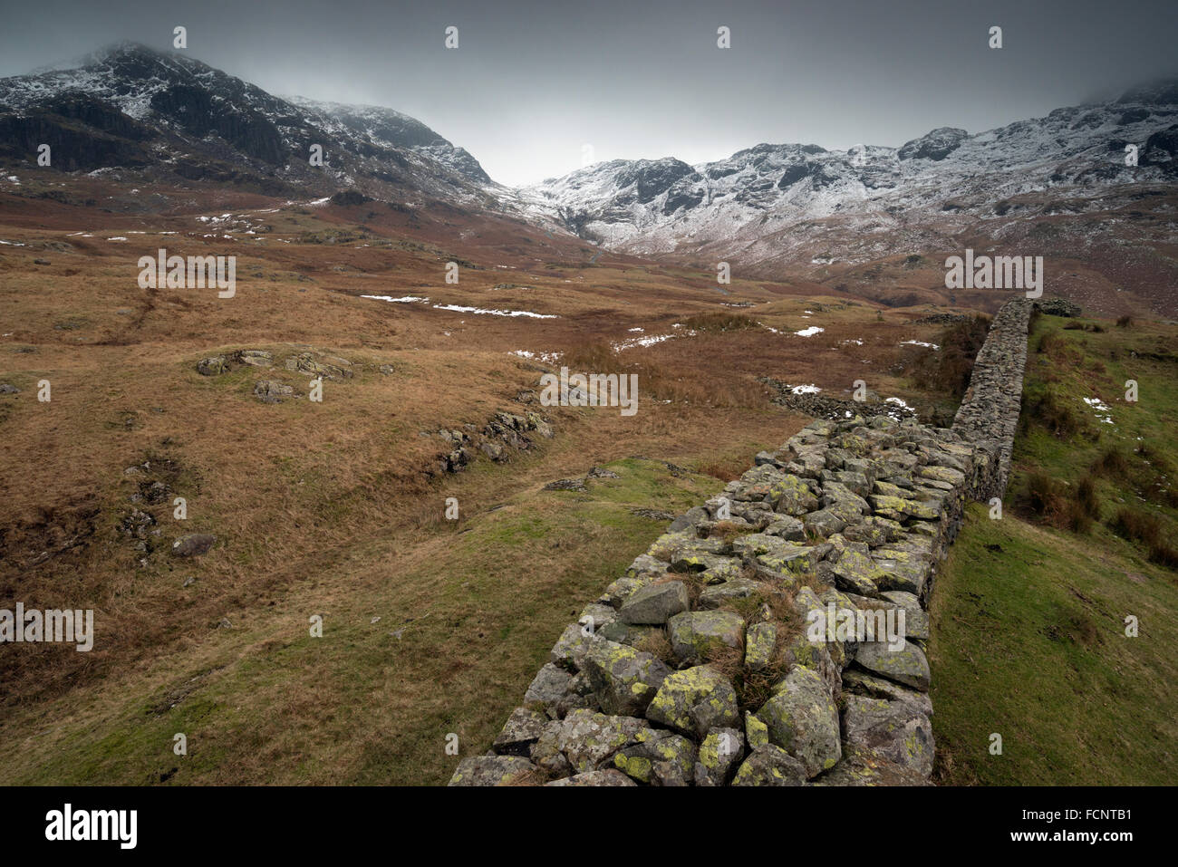 Looking towards Hardknott Pass from Wall of Hardknott Roman Fort Stock ...