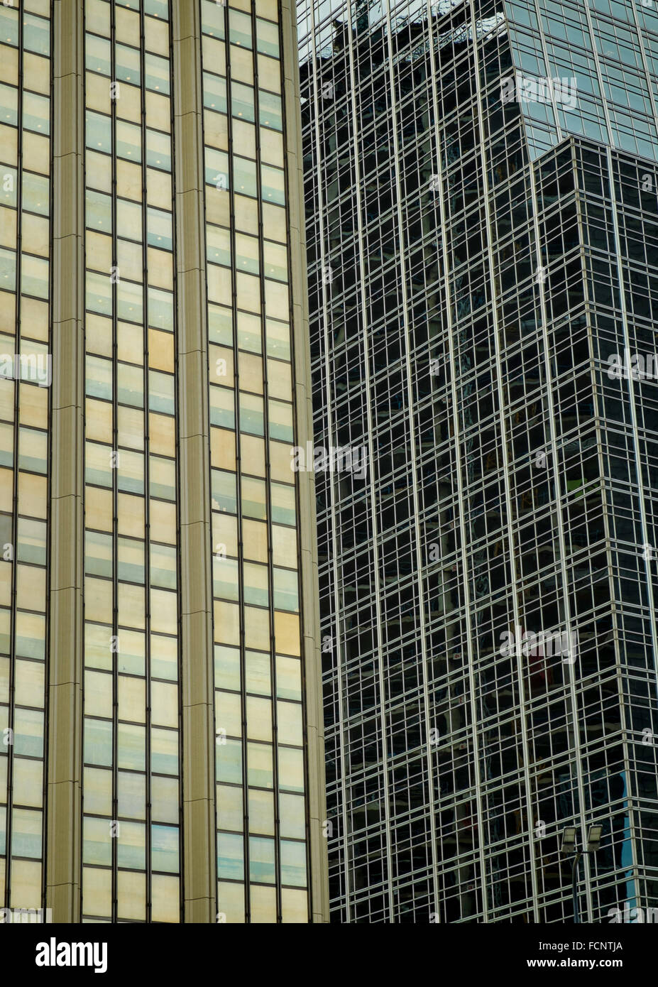 Full frame take of two mirrored corporate high rise buildings Stock ...