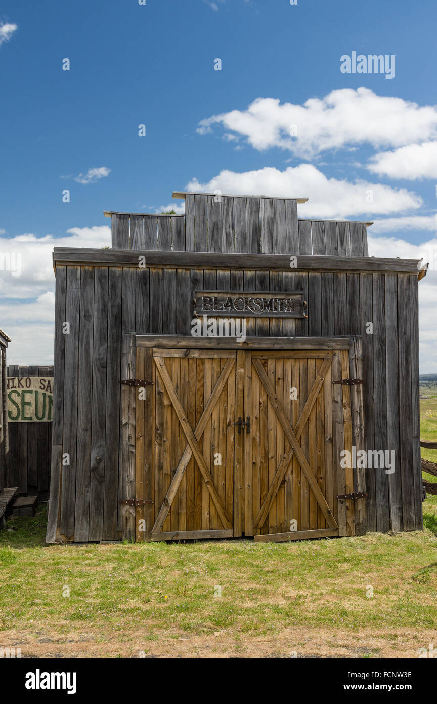 Blacksmith shop in the ghost town of Shaniko in eastern Oregon, USA ...