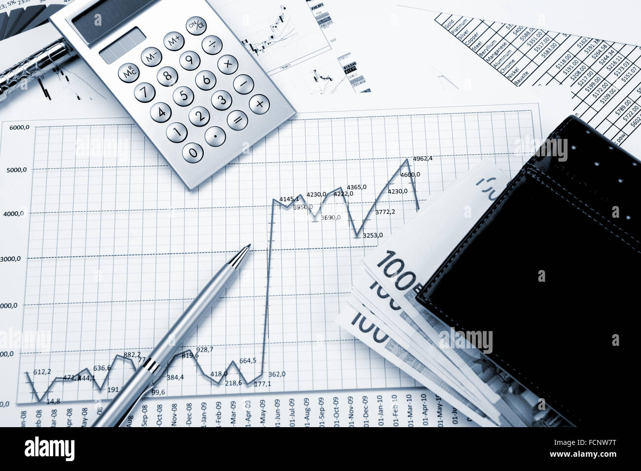 financial charts and graphs on the table Stock Photo - Alamy