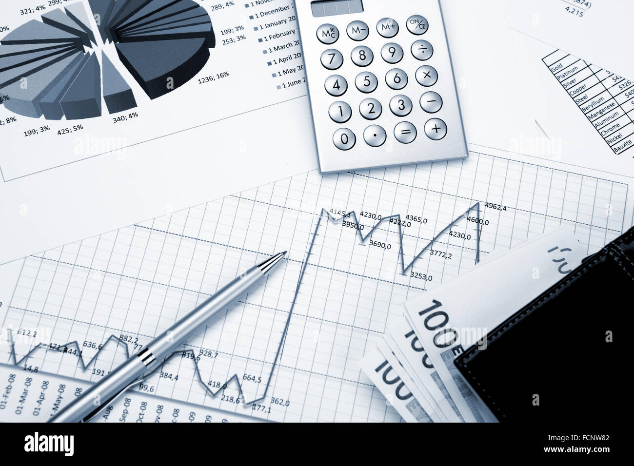 financial charts and graphs on the table Stock Photo - Alamy