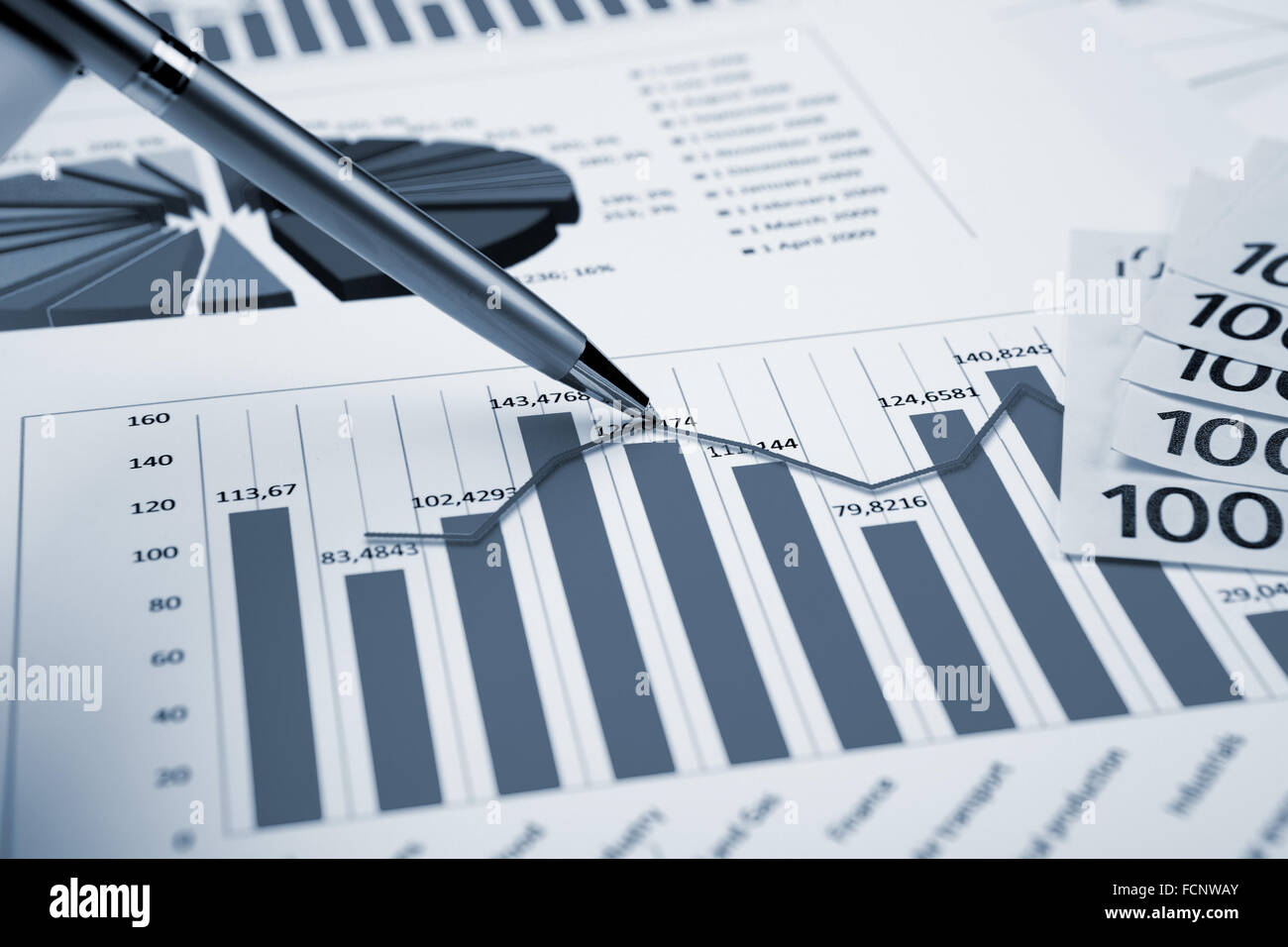 financial charts and graphs on the table Stock Photo - Alamy