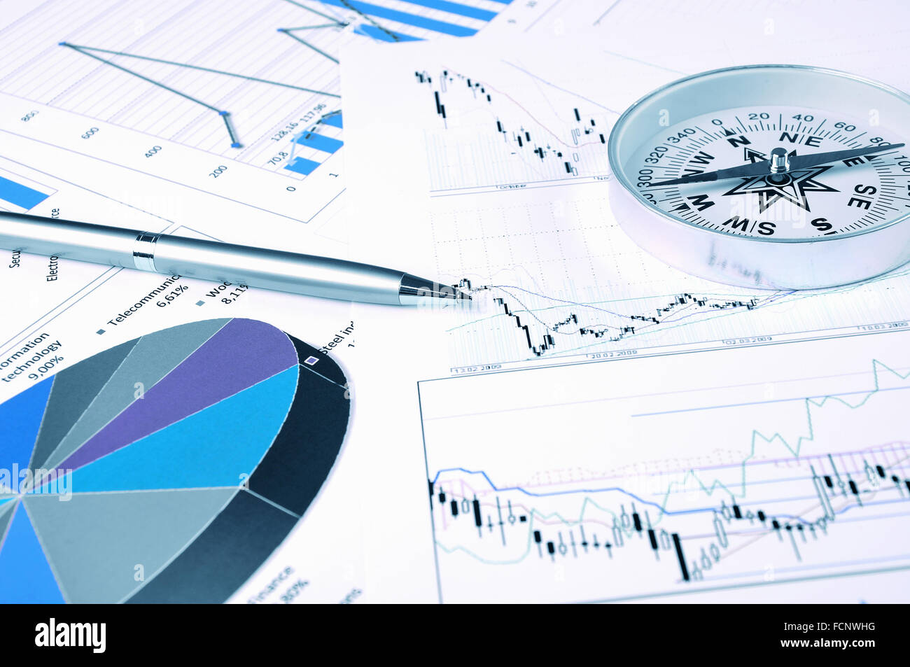 Graphs and charts. Workplace businessman Stock Photo - Alamy