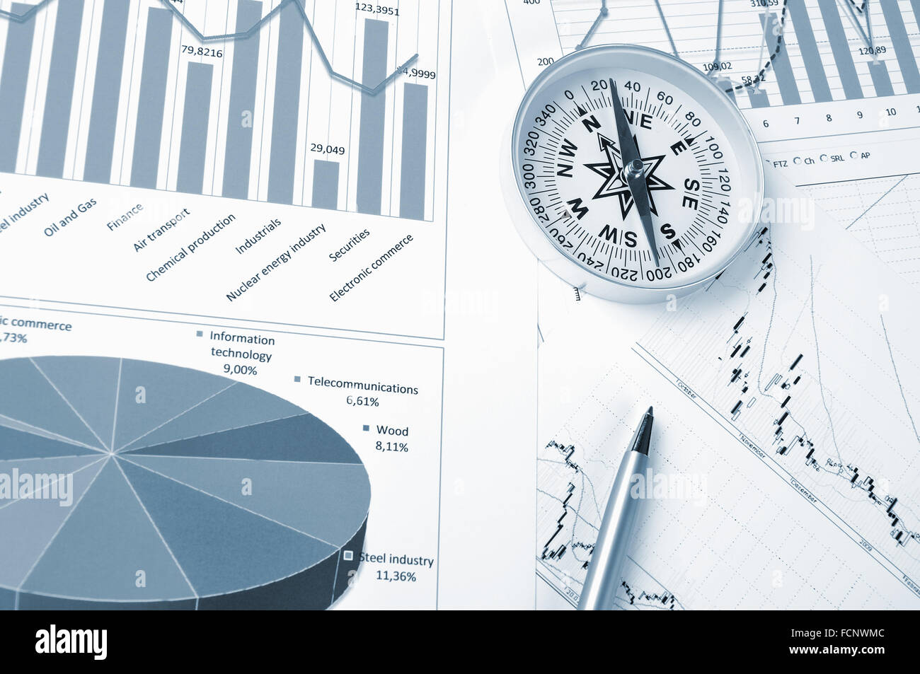 Graphs and charts. Workplace businessman Stock Photo - Alamy