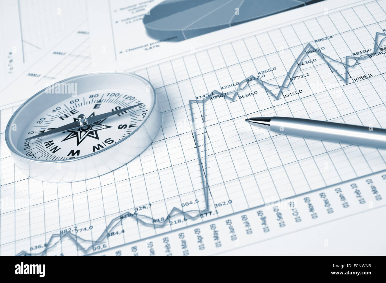 Graphs and charts. Workplace businessman Stock Photo - Alamy