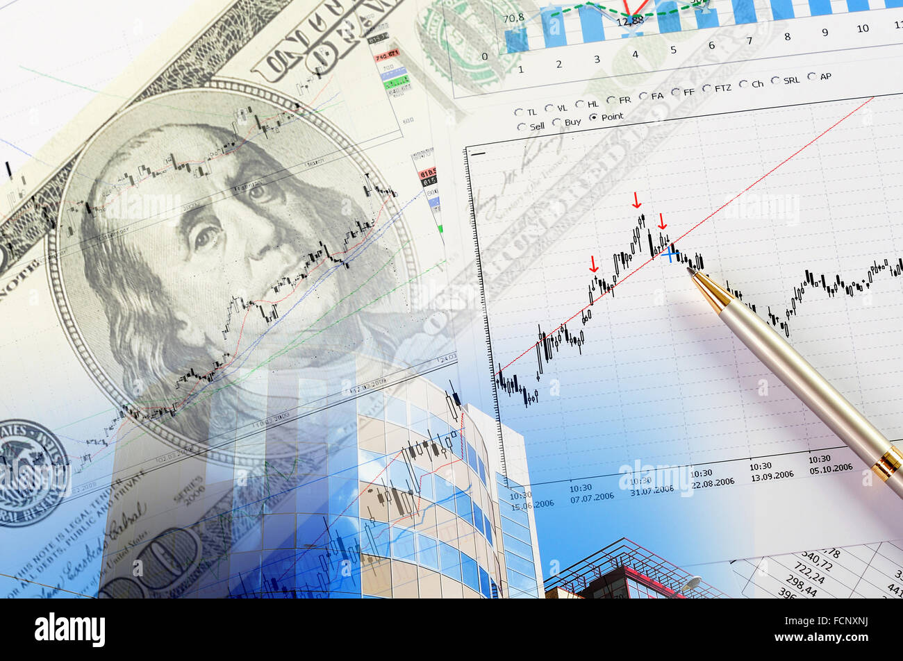 valuable papers, charts and diagrams - a collage Stock Photo - Alamy