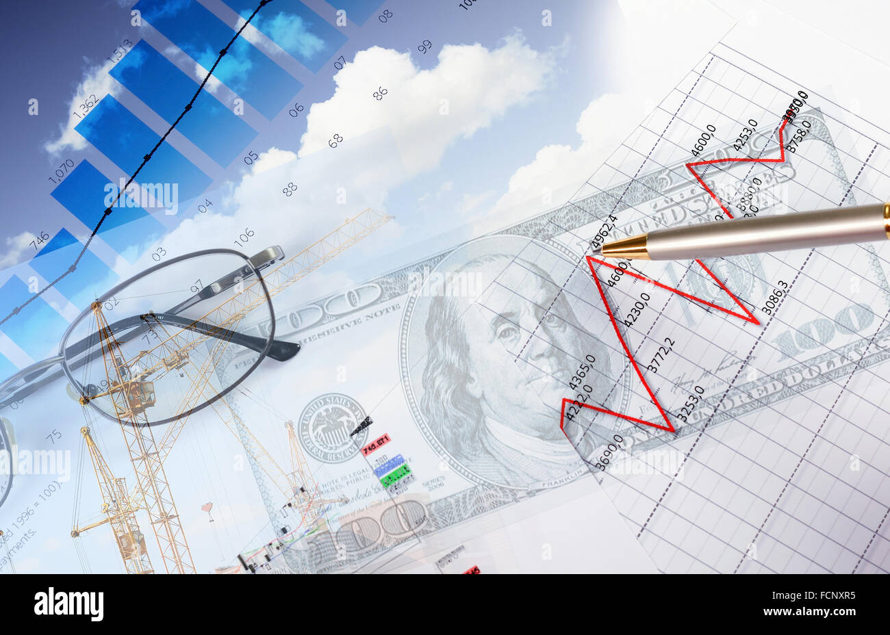 valuable papers, charts and diagrams - a collage Stock Photo - Alamy