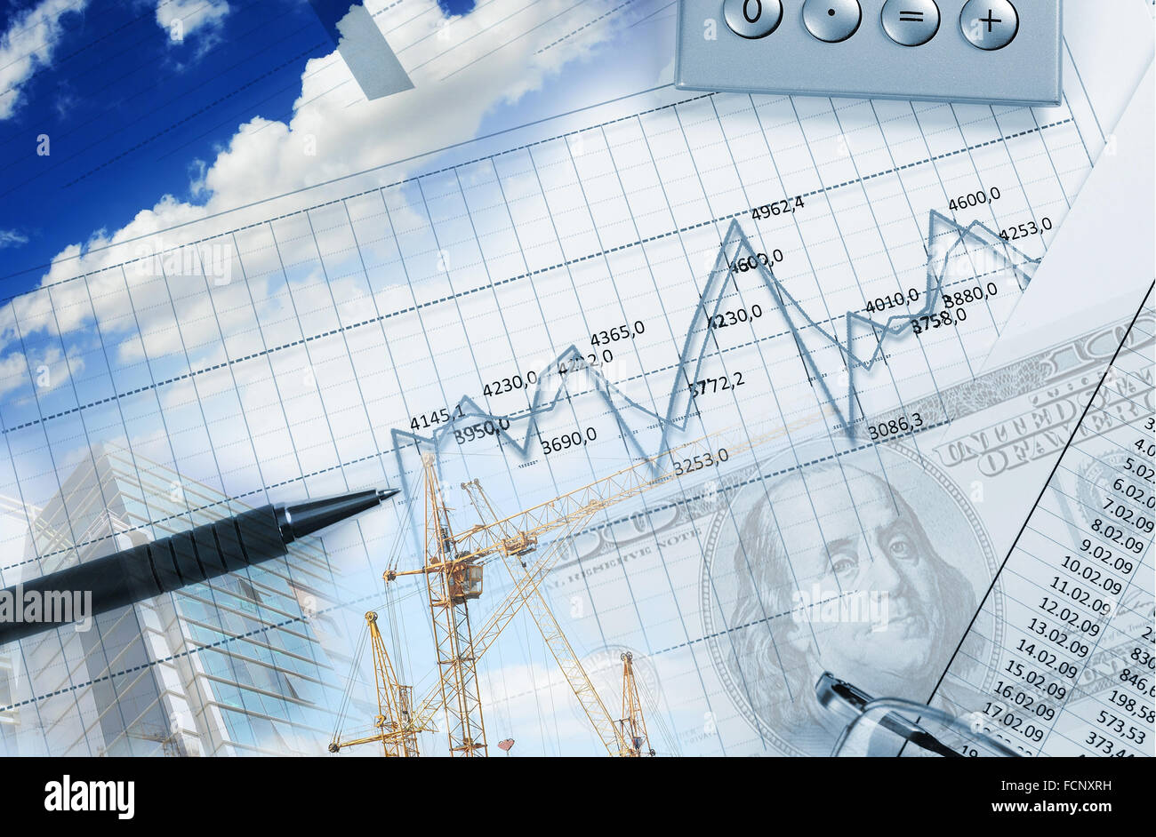 valuable papers, charts and diagrams - a collage Stock Photo - Alamy