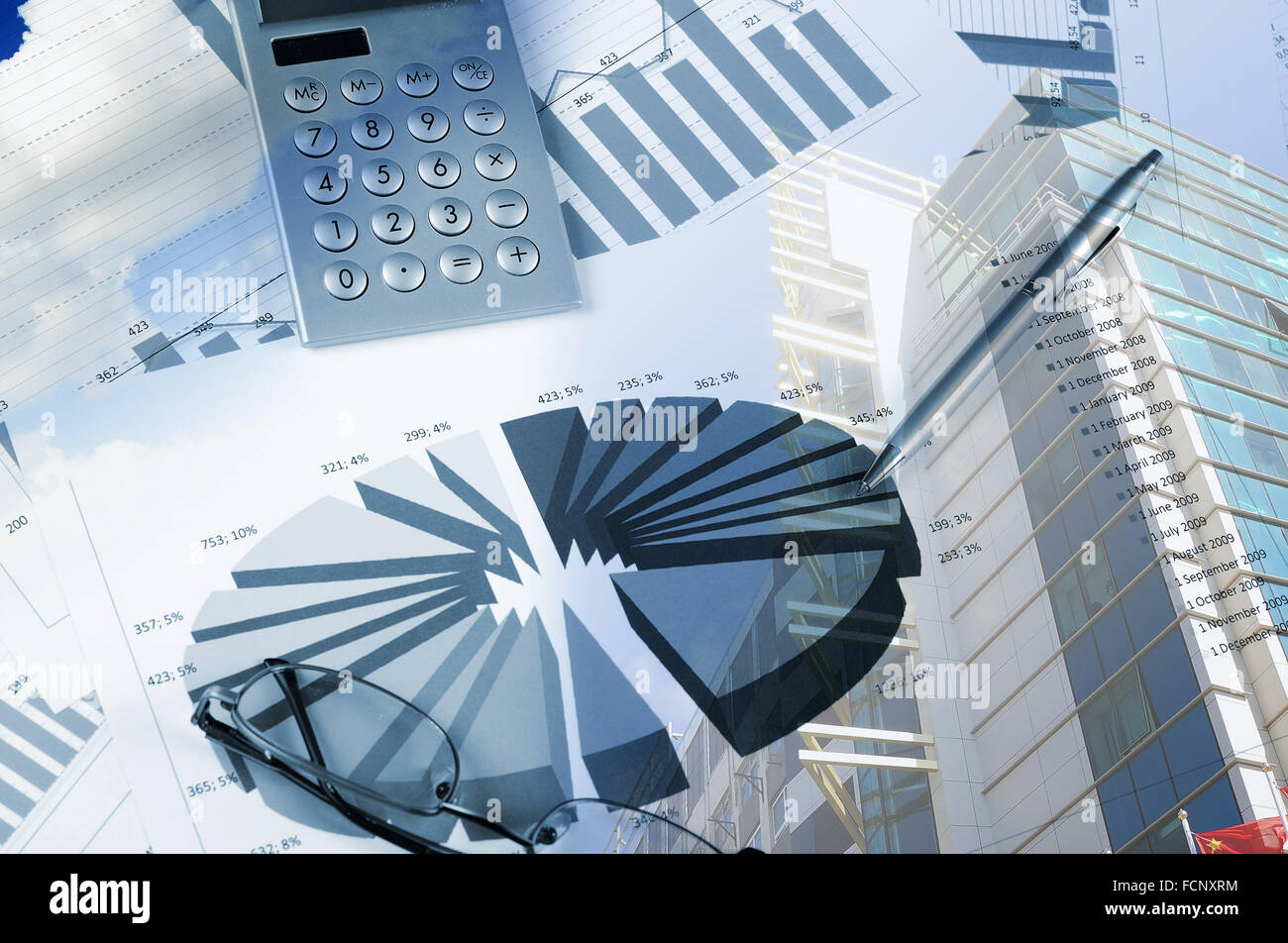 valuable papers, charts and diagrams - a collage Stock Photo - Alamy