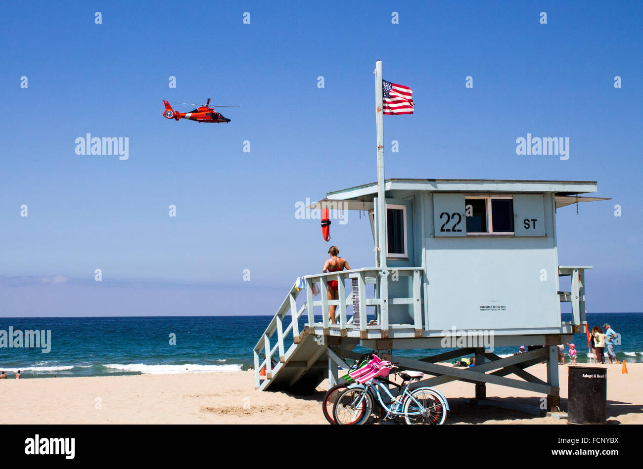 lifeguard tower and helicopter Stock Photo - Alamy