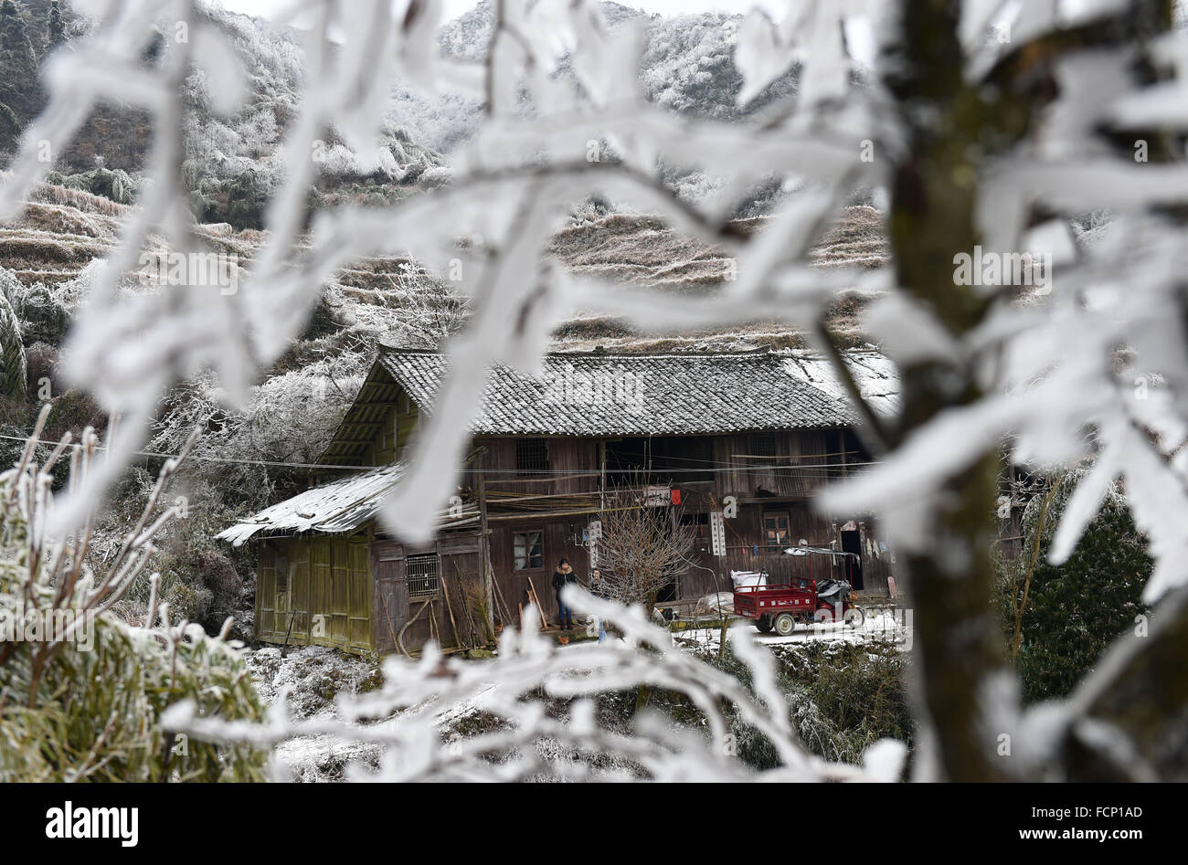 Guilin. 23rd Jan, 2016. Photo taken on Jan. 23, 2016 shows the mountain ...