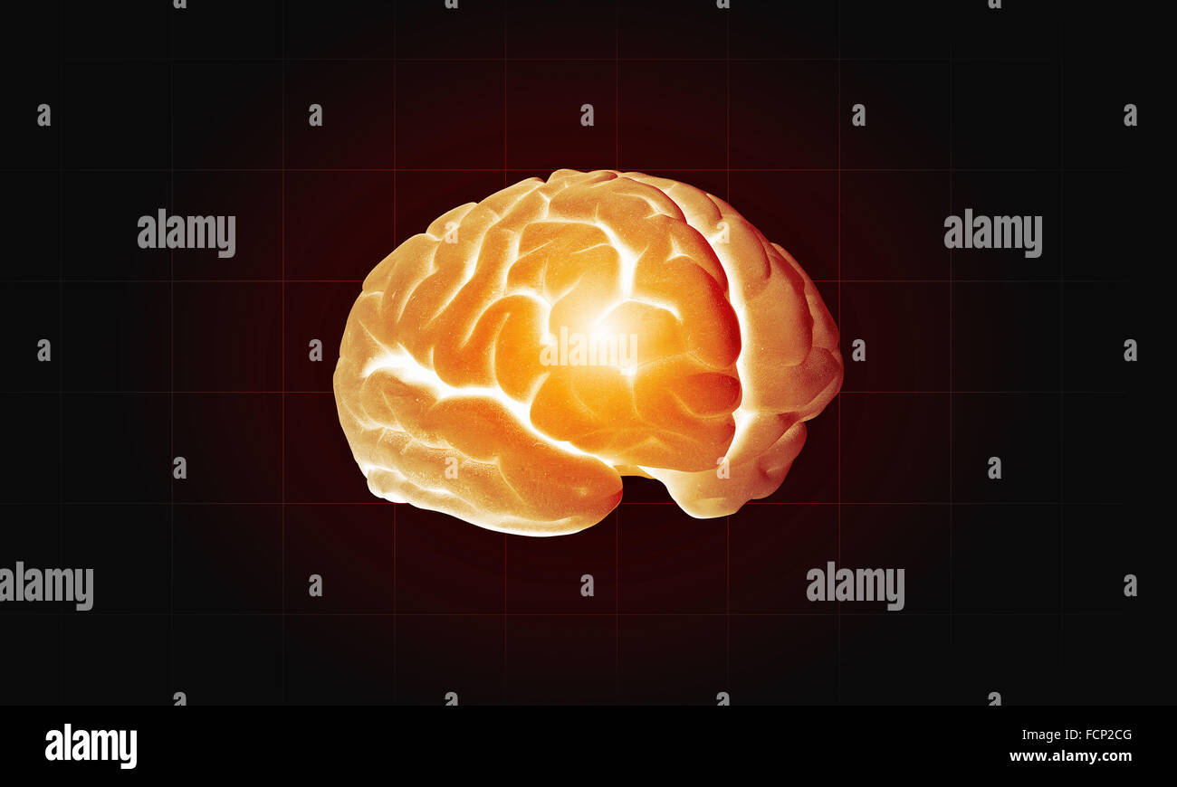 Concept of human intelligence with human brain on black background ...
