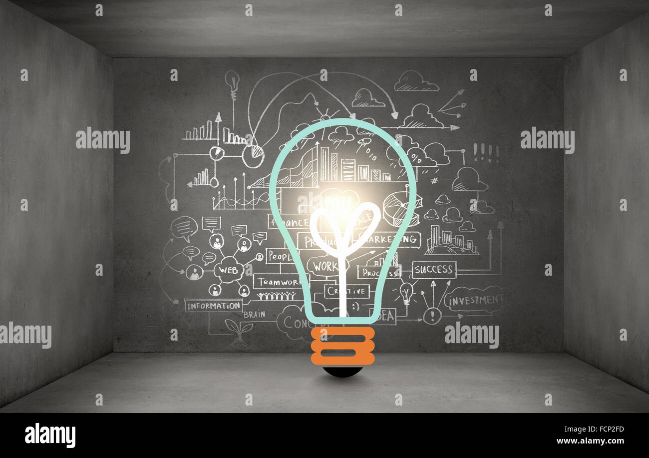 Light bulb and drawing business strategy at background Stock Photo - Alamy