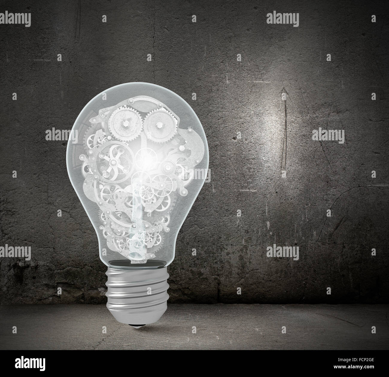 Concept of mechanism light bulb with gears inside Stock Photo - Alamy