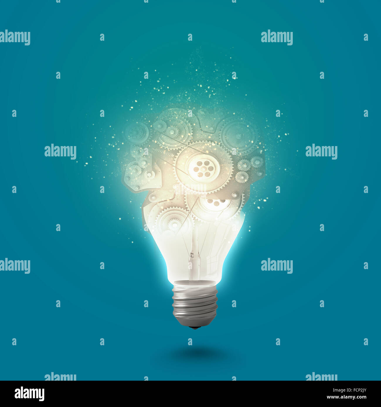 Concept of mechanism light bulb with gears inside Stock Photo - Alamy