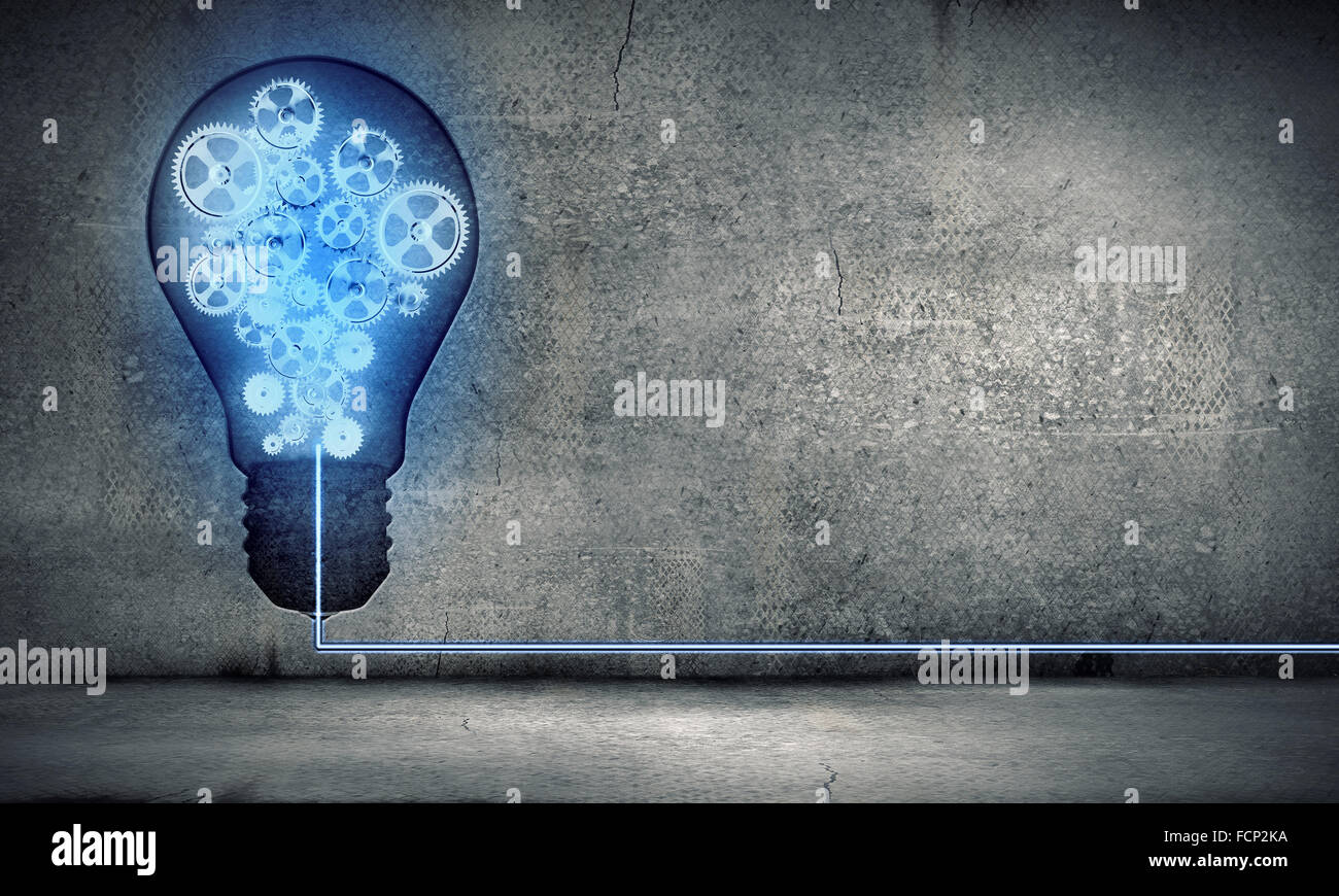 Concept of mechanism light bulb with gears inside Stock Photo - Alamy