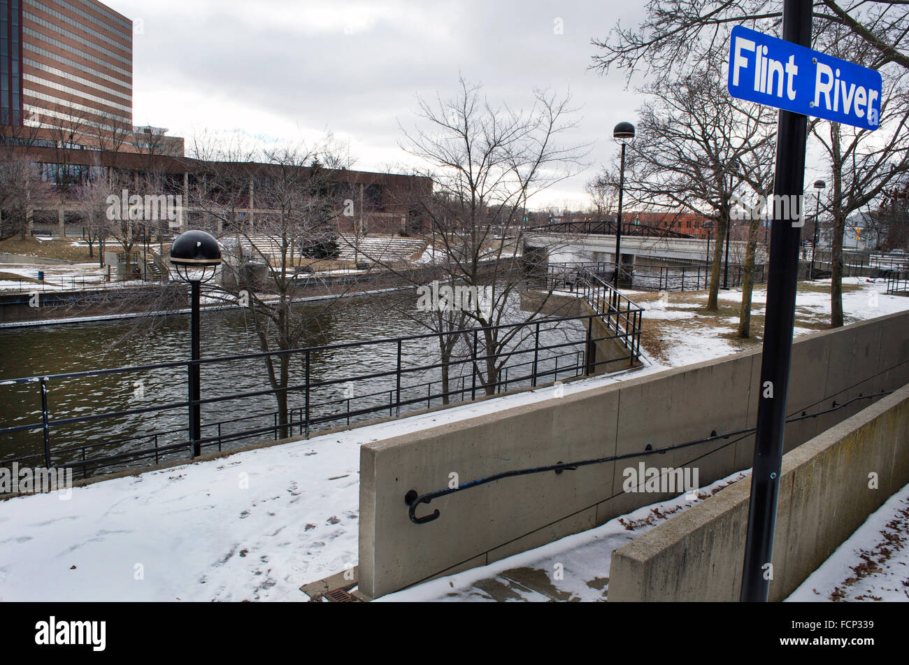 The Flint River in Downtown Flint, Michigan, USA Stock Photo - Alamy