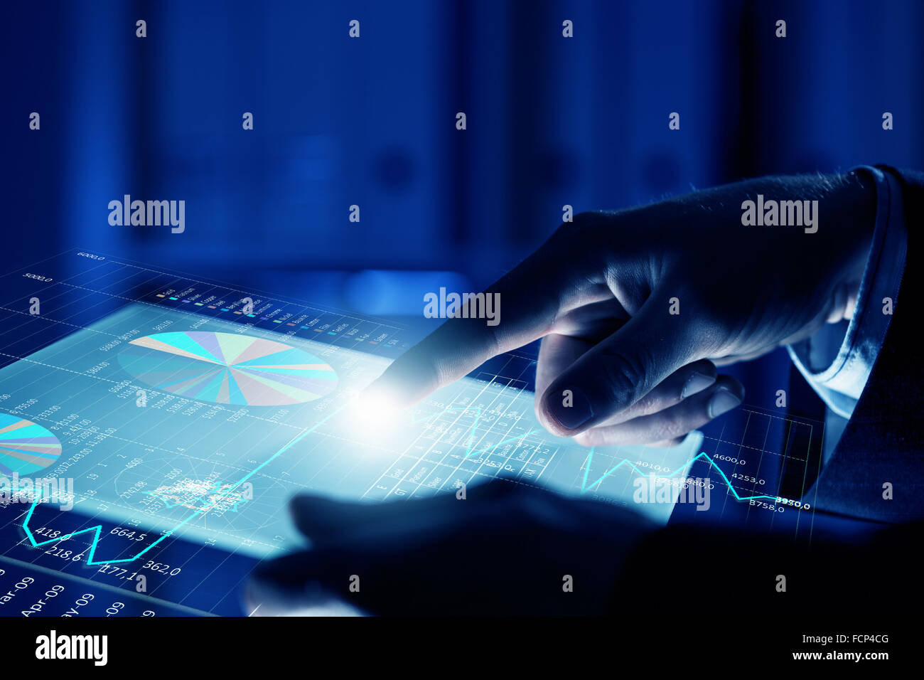 Close up of human hands using virtual panel Stock Photo - Alamy