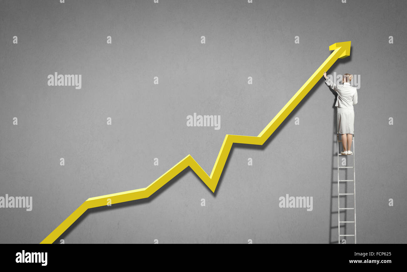 Woman reaching ladder rear view hi-res stock photography and images - Alamy